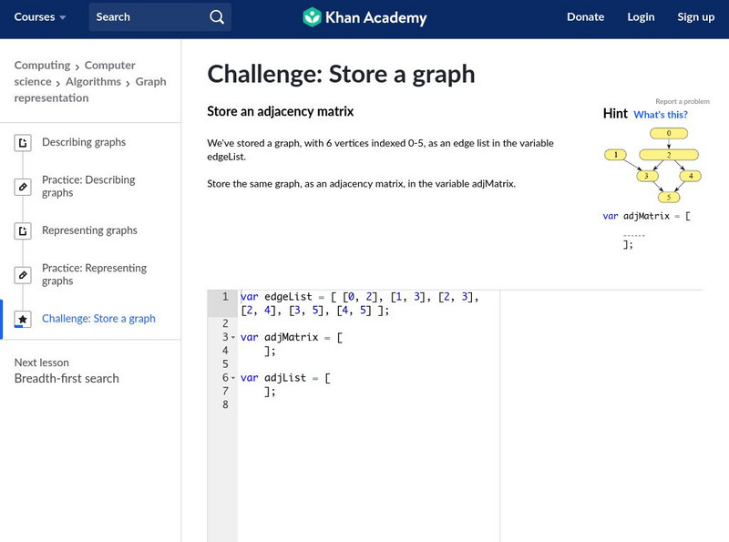 Khan Academy: Challenge: Store a Graph Activity for 9th - 10th Grade ... Khan Academy: Challenge: Store a Graph Activity for 9th - 10th Grade ...