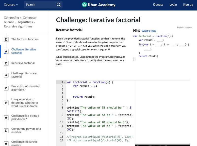 Khan Academy: Challenge: Iterative Factorial Activity for 9th - 10th ... Khan Academy: Challenge: Iterative Factorial Activity for 9th - 10th ...