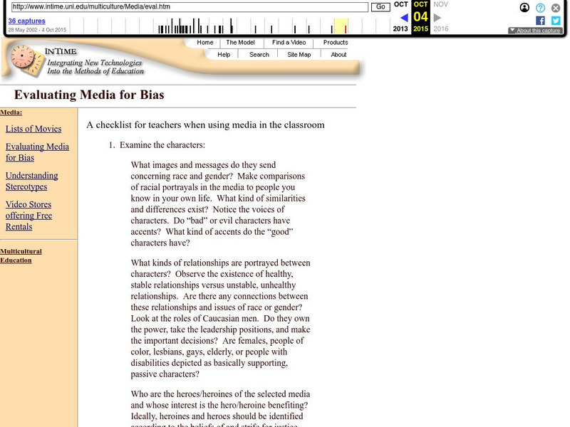 In Time: Evaluating Media for Bias Professional Doc for 9th - 10th ... In Time: Evaluating Media for Bias Professional Doc for 9th - 10th ...