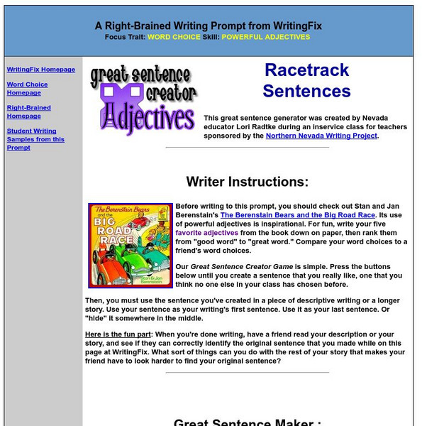 Writing Fix: Racetrack Sentences Lesson Plan for Pre-K - 1st Grade ... Writing Fix: Racetrack Sentences Lesson Plan for Pre-K - 1st Grade ...