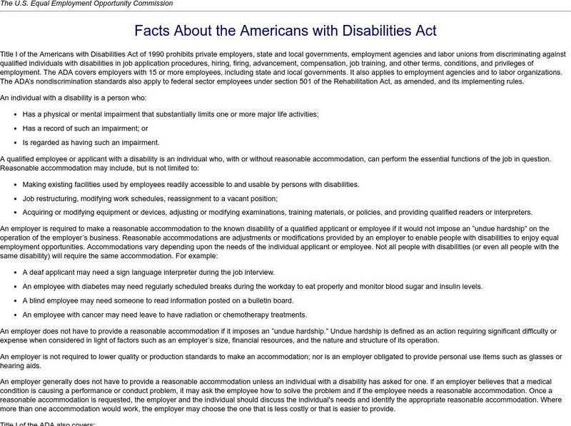 U.s. Equal Employment Opportunity Commission: Americans With ... U.s. Equal Employment Opportunity Commission: Americans With ...