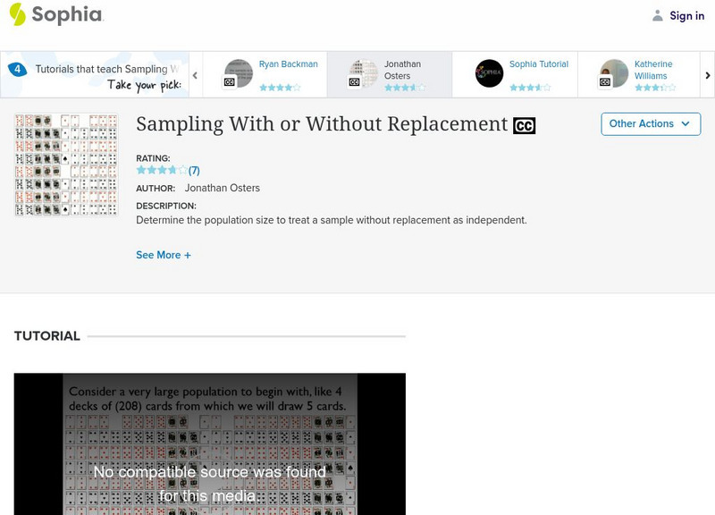Sophia: Sampling With or Without Replacement: Lesson 3 Unit Plan for ... Sophia: Sampling With or Without Replacement: Lesson 3 Unit Plan for ...