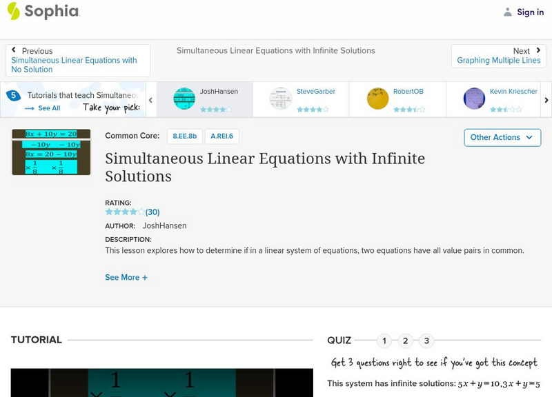 Sophia: Simultaneous Linear Equations With Infinite Solutions: Lesson 8 ... Sophia: Simultaneous Linear Equations With Infinite Solutions: Lesson 8 ...
