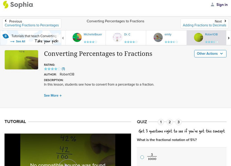 Sophia: Converting Fractions to Percentages Instructional Video for 4th ... Sophia: Converting Fractions to Percentages Instructional Video for 4th ...