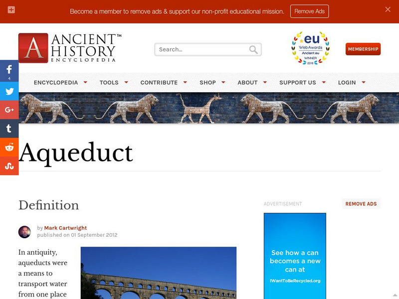 World History Encyclopedia Aqueduct Handout For 9th 10th Grade Lesson Planet