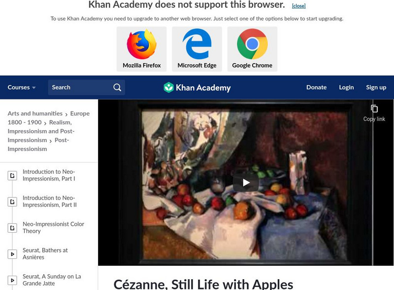 Khan Academy: Art History: Paul Cezanne: Still Life With Apples Instructional Video for 9th ...