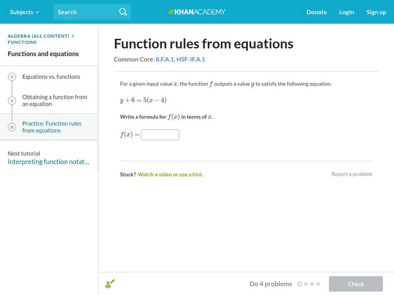 Khan Academy Writing Function Rules From Equations Unknown Type For 6th 8th Grade Lesson Planet 