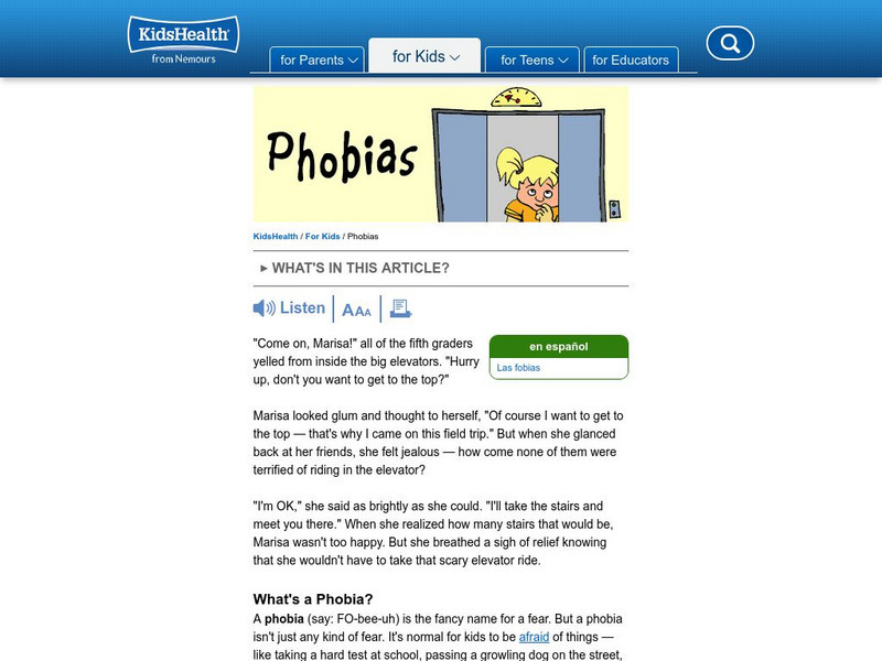 Kids Health: Figuring Out Phobias Article for 3rd - 5th Grade | Lesson ... Kids Health: Figuring Out Phobias Article for 3rd - 5th Grade | Lesson ...