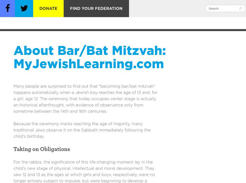 Jewish Federations of North America: About Bar/bat Mitzvah Handout for ... Jewish Federations of North America: About Bar/bat Mitzvah Handout for ...