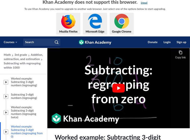 Khan Academy: Worked Example: Subtracting 3 Digit Numbers (Regrouping ... Khan Academy: Worked Example: Subtracting 3 Digit Numbers (Regrouping ...
