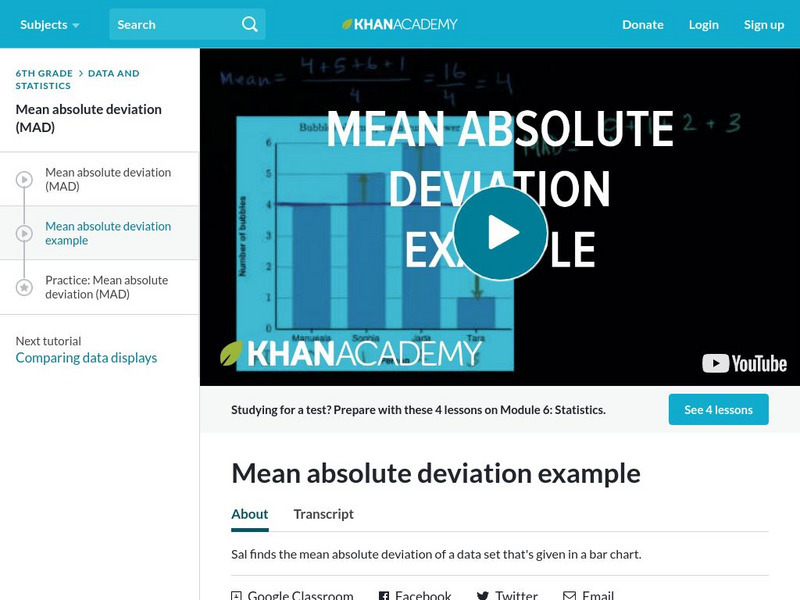 Khan Academy: Mean Absolute Deviation Example Instructional Video for ... Khan Academy: Mean Absolute Deviation Example Instructional Video for ...