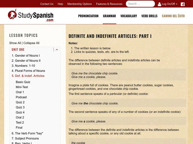 Study Spanish: Definite and Indefinite Articles Unit Plan for 9th ... Study Spanish: Definite and Indefinite Articles Unit Plan for 9th ...
