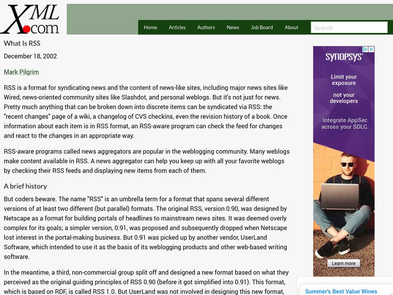 Xml What Is Rss Article For 9th 10th Grade Lesson Planet