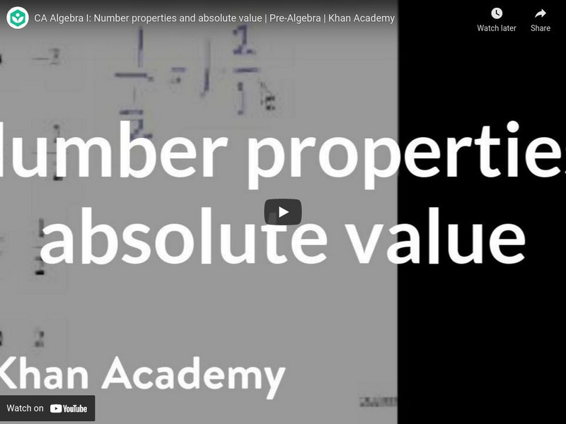 Khan Academy: Algebra: Ca Algebra I: Number Properties and Absolute ... Khan Academy: Algebra: Ca Algebra I: Number Properties and Absolute ...