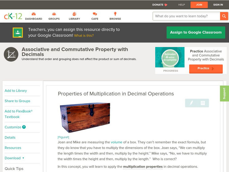 Ck 12: Arithmetic: Properties of Multiplication in Decimal Operations ... Ck 12: Arithmetic: Properties of Multiplication in Decimal Operations ...