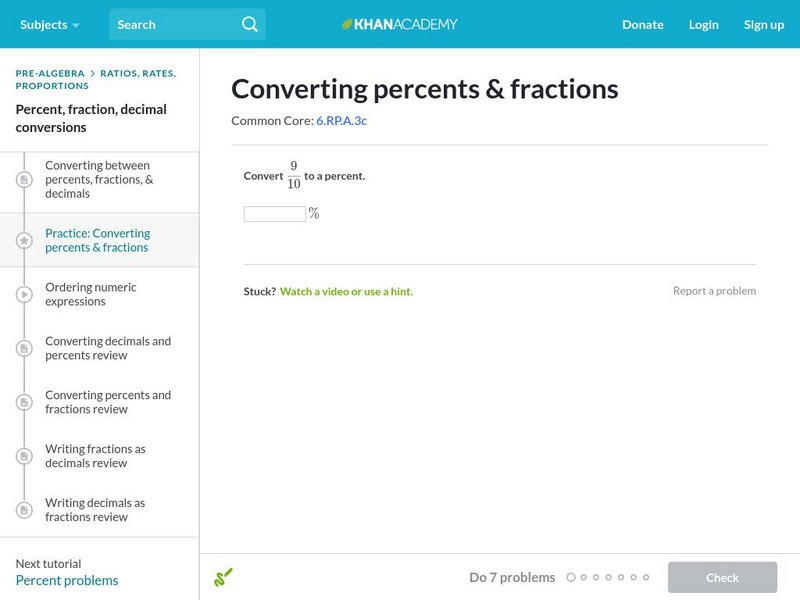 Khan Academy: Converting Percents & Fractions Unit Plan for 5th - 7th ... Khan Academy: Converting Percents & Fractions Unit Plan for 5th - 7th ...