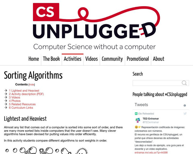 University Of Canterbury Cs Unplugged Sorting Algorithms Lesson Plan