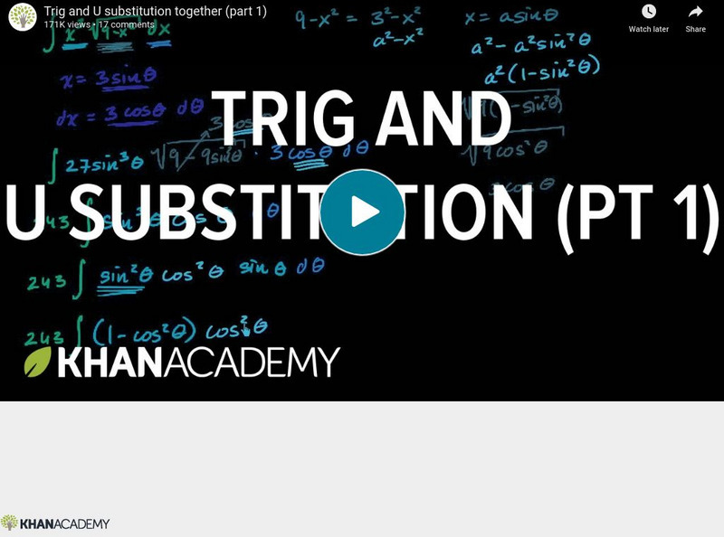 Khan Academy: Trig Substitution: Trig and U Substitution Together (Part ... Khan Academy: Trig Substitution: Trig and U Substitution Together (Part ...