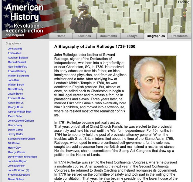 American History: Biographies: John Rutledge 1739 1800 Handout for 9th ... American History: Biographies: John Rutledge 1739 1800 Handout for 9th ...