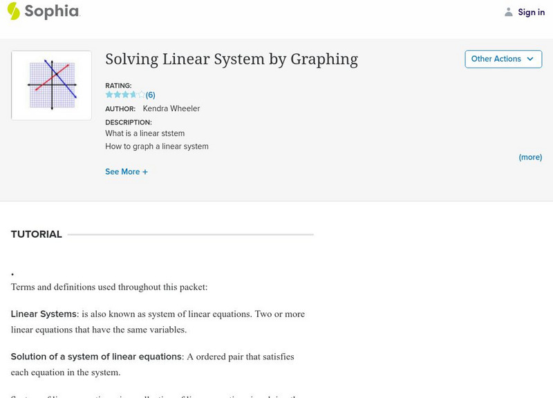 Sophia: Solving Linear System by Graphing Instructional Video for 9th ... Sophia: Solving Linear System by Graphing Instructional Video for 9th ...