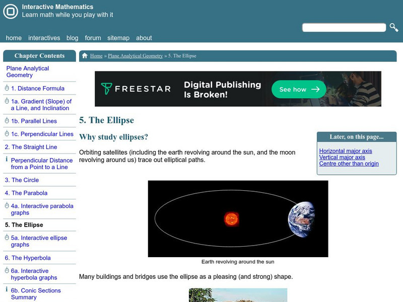 Interactive Mathematics The Ellipse Graphic For 9th 10th Grade
