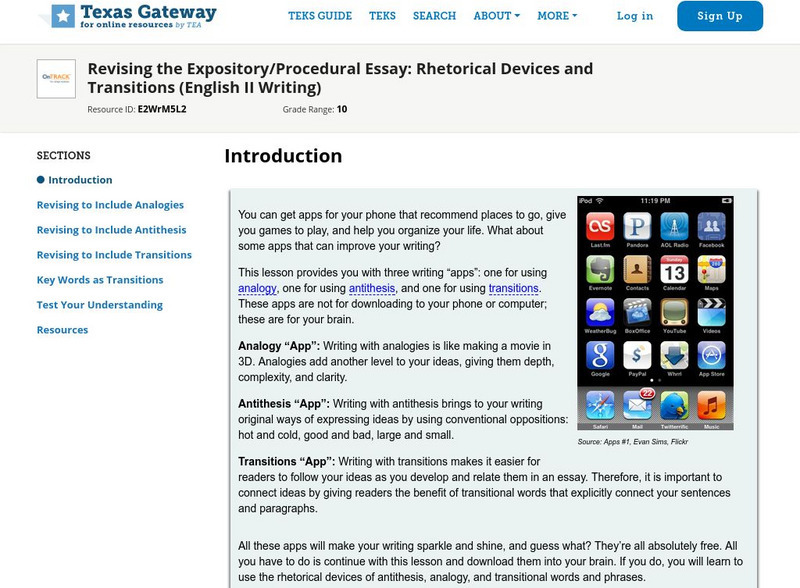 Texas Gateway:revising Expository/procedural Essay:rhetorical Device ... Texas Gateway:revising Expository/procedural Essay:rhetorical Device ...