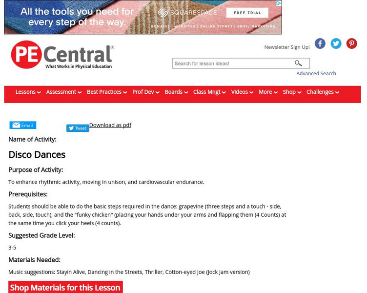 Pe Central: Dance Lesson Plans: Disco Dances Lesson Plan for 3rd - 5th ... Pe Central: Dance Lesson Plans: Disco Dances Lesson Plan for 3rd - 5th ...