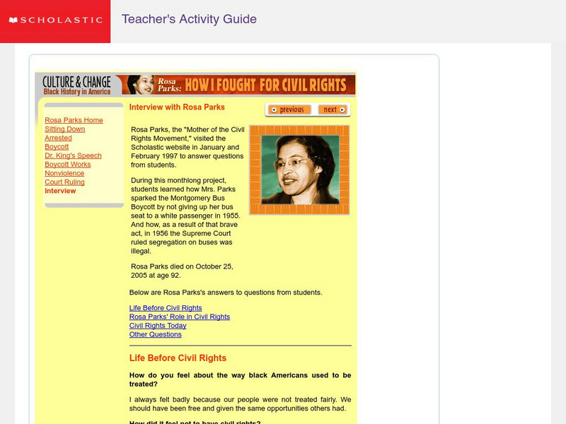 Scholastic: Teachers: Student Interviews With Rosa Parks Primary for ... Scholastic: Teachers: Student Interviews With Rosa Parks Primary for ...
