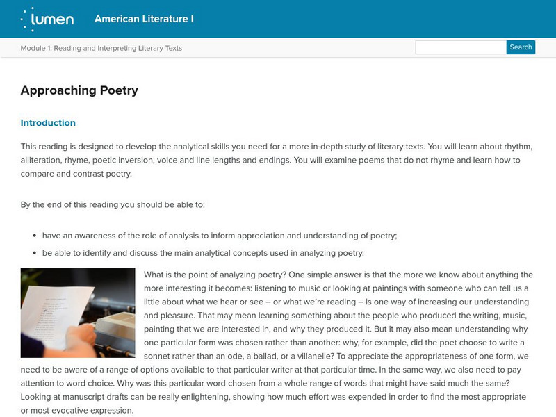 Lumen: Reading and Interpreting Literary Texts: Approaching Poetry ... Lumen: Reading and Interpreting Literary Texts: Approaching Poetry ...