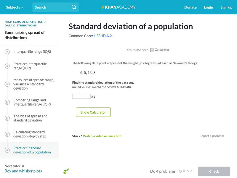 Khan Academy: Standard Deviation of a Population Unknown Type for 9th ... Khan Academy: Standard Deviation of a Population Unknown Type for 9th ...