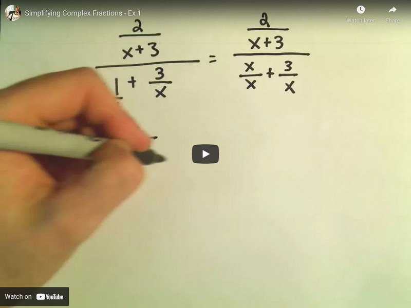 Patrick Jmt Simplifying Complex Fractions Ex 1 Instructional Video For 9th 10th Grade