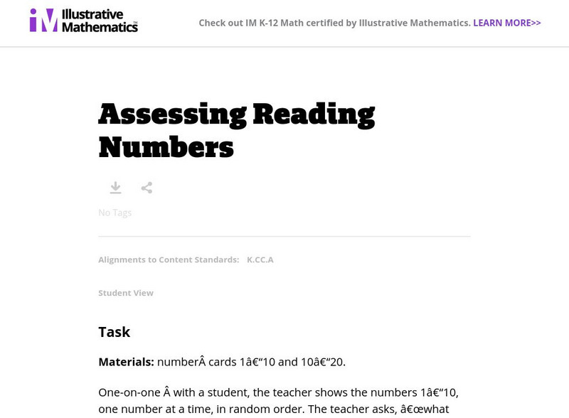 Illustrative Mathematics: Assessing Reading Numbers Lesson Plan for ... Illustrative Mathematics: Assessing Reading Numbers Lesson Plan for ...
