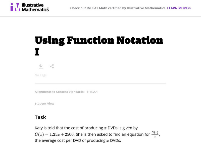 Illustrative Mathematics F If Using Function Notation I Lesson Plan For 9th 10th Grade