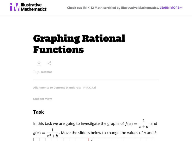 Illustrative Mathematics F If Graphing Rational Functions Lesson Plan