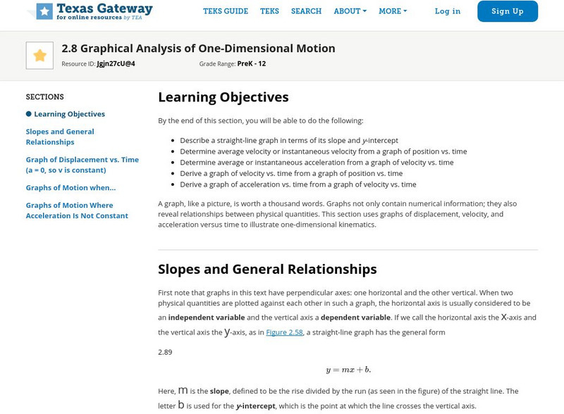 Texas Gateway: Kinematics: Graphical Analysis of One Dimensional Motion ... Texas Gateway: Kinematics: Graphical Analysis of One Dimensional Motion ...