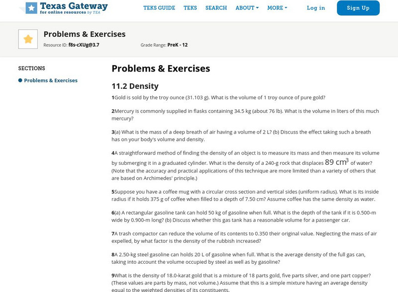Texas Gateway: Ap Physics: Fluid Statics: Problems and Exercises ... Texas Gateway: Ap Physics: Fluid Statics: Problems and Exercises ...