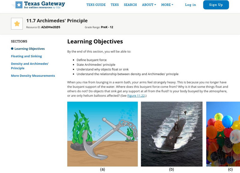 Texas Gateway: Ap Physics: Fluid Statics: Archimedes' Principle Unit ... Texas Gateway: Ap Physics: Fluid Statics: Archimedes' Principle Unit ...