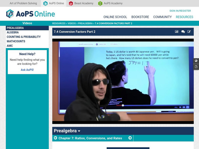 Art Of Problem Solving Conversion Factors Part 2 Instructional Video For 9th 10th Grade