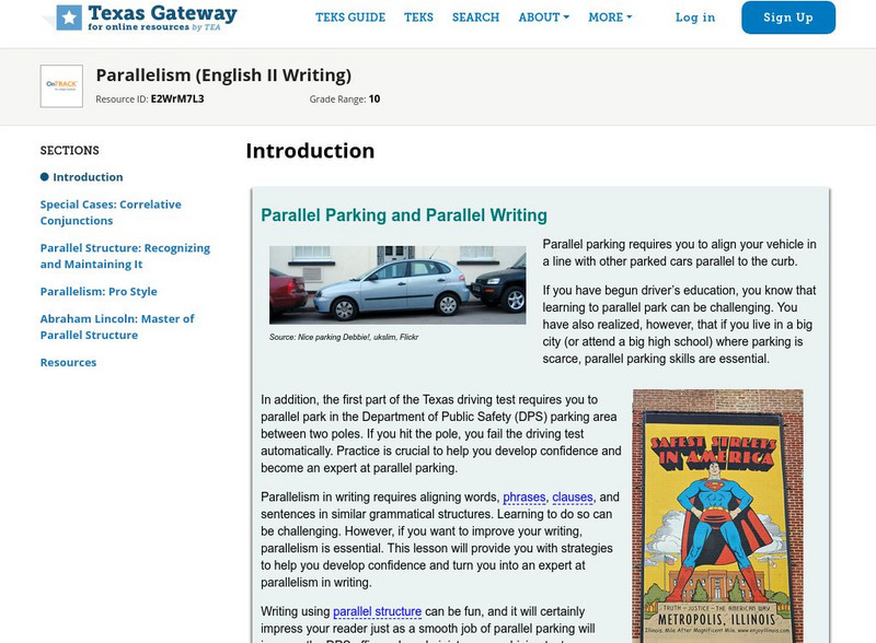 Texas Gateway: Revision Strategies: Parallelism Unit Plan for 9th ... Texas Gateway: Revision Strategies: Parallelism Unit Plan for 9th ...