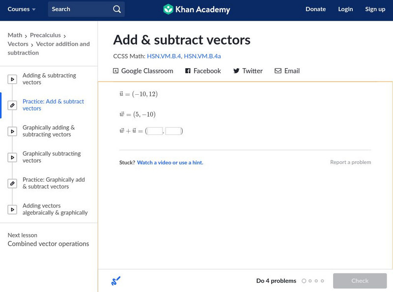 Khan Academy Add And Subtract Vectors Unit Plan For 9th 10th Grade Lesson Planet 