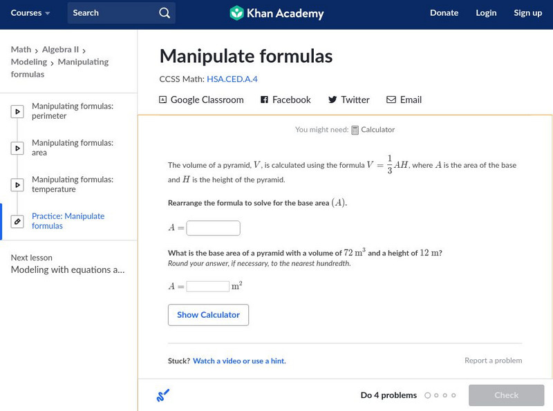 Khan Academy: Algebra Ii: Manipulate Formulas Unknown Type for 9th ... Khan Academy: Algebra Ii: Manipulate Formulas Unknown Type for 9th ...