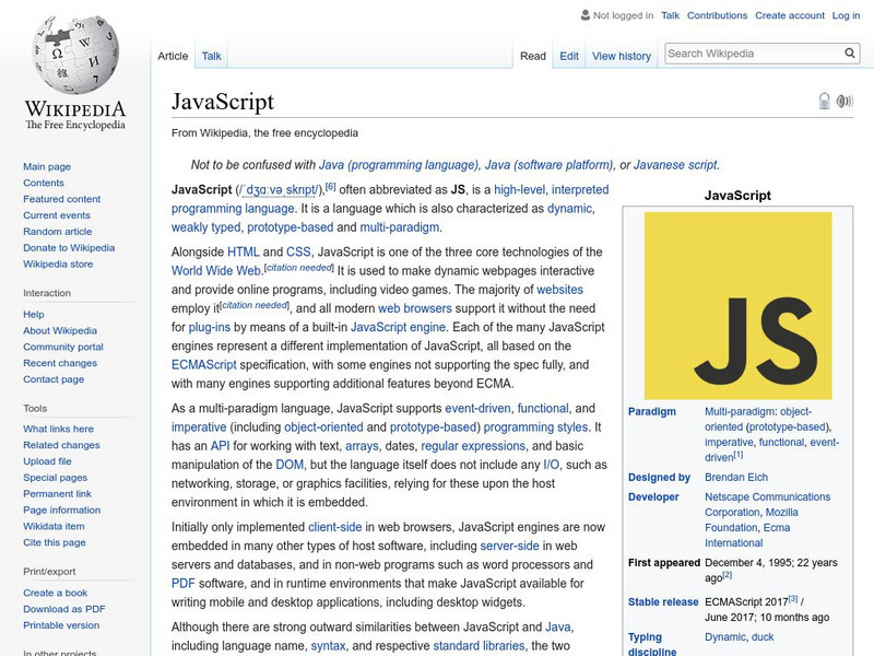 Wikipedia: Java Script Handout for 9th - 10th Grade | Lesson Planet Wikipedia: Java Script Handout for 9th - 10th Grade | Lesson Planet