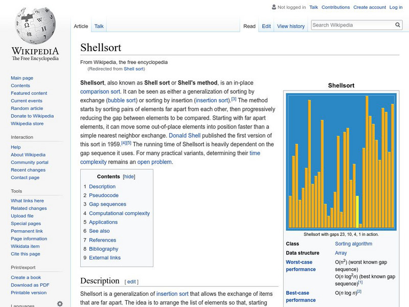 Wikipedia: Shell Sort Handout for 9th - 10th Grade | Lesson Planet Wikipedia: Shell Sort Handout for 9th - 10th Grade | Lesson Planet