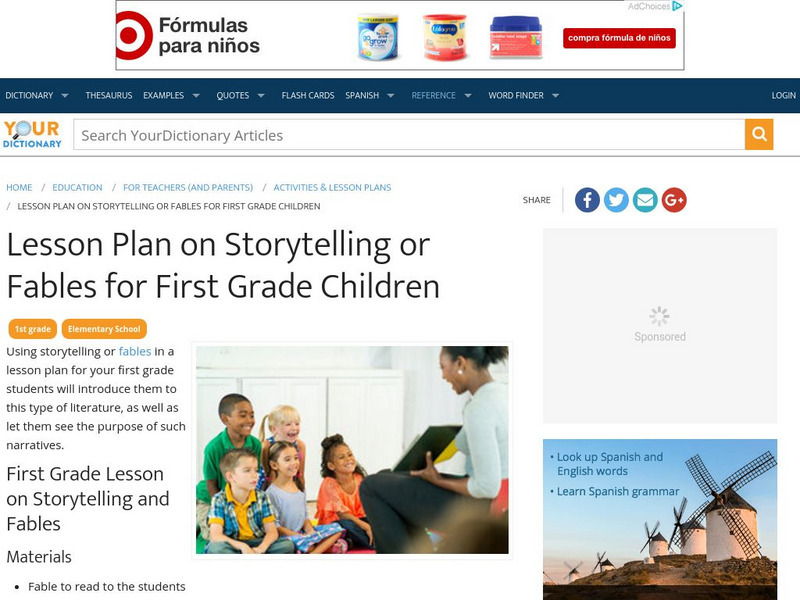 Your Dictionary: Lesson Plan on Storytelling or Fables for First Grade ... Your Dictionary: Lesson Plan on Storytelling or Fables for First Grade ...