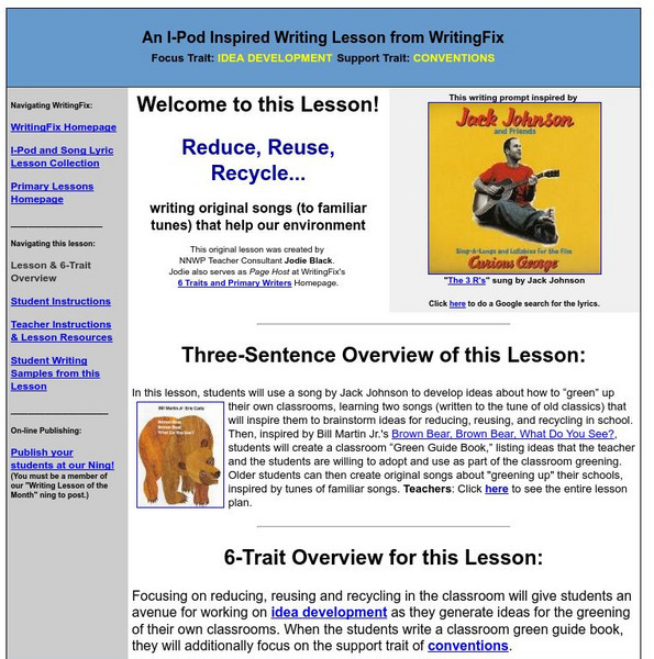 Writing Fix: An I Pod Inspired Writing Lesson: Reduce, Reuse, Recycle ... Writing Fix: An I Pod Inspired Writing Lesson: Reduce, Reuse, Recycle ...