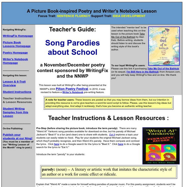 Writing Fix: An I Pod Inspired Poetry Lesson: Song Parodies About ... Writing Fix: An I Pod Inspired Poetry Lesson: Song Parodies About ...