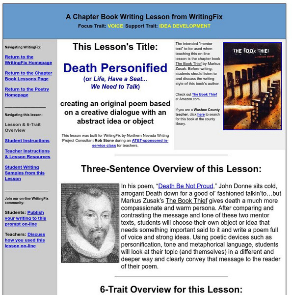 Writing Fix: Death Personified Lesson Plan for 9th - 10th Grade ... Writing Fix: Death Personified Lesson Plan for 9th - 10th Grade ...