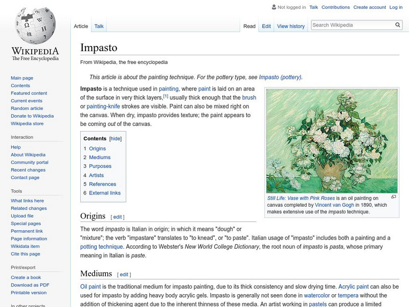 Wikipedia Impasto Handout For 9th 10th Grade Lesson Planet