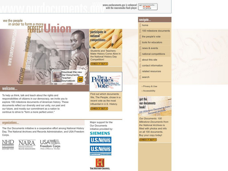 Our Documents: A National Initiative on American History, Civics, and ... Our Documents: A National Initiative on American History, Civics, and ...