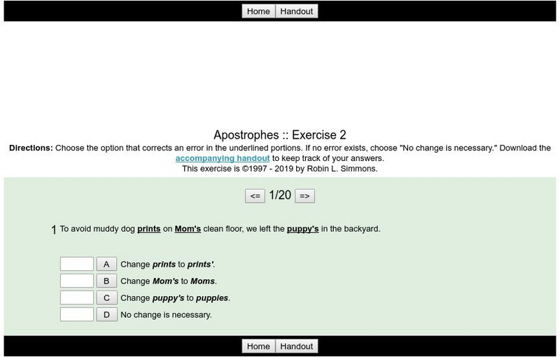 Grammar Bytes: Apostrophes: Exercise 2 Activity for 3rd - 8th Grade ... Grammar Bytes: Apostrophes: Exercise 2 Activity for 3rd - 8th Grade ...